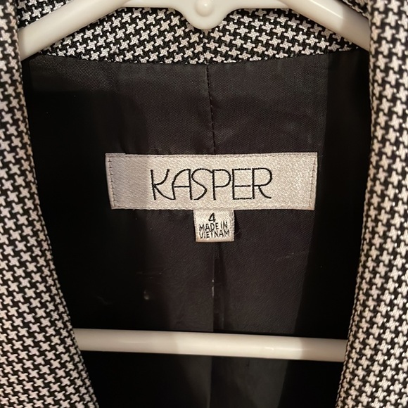 Kasper | Jackets & Coats | Suit Jacket Black And White Checkered Kasper ...